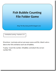 Along the Way: Fish Bubble Counting File Folder Game
